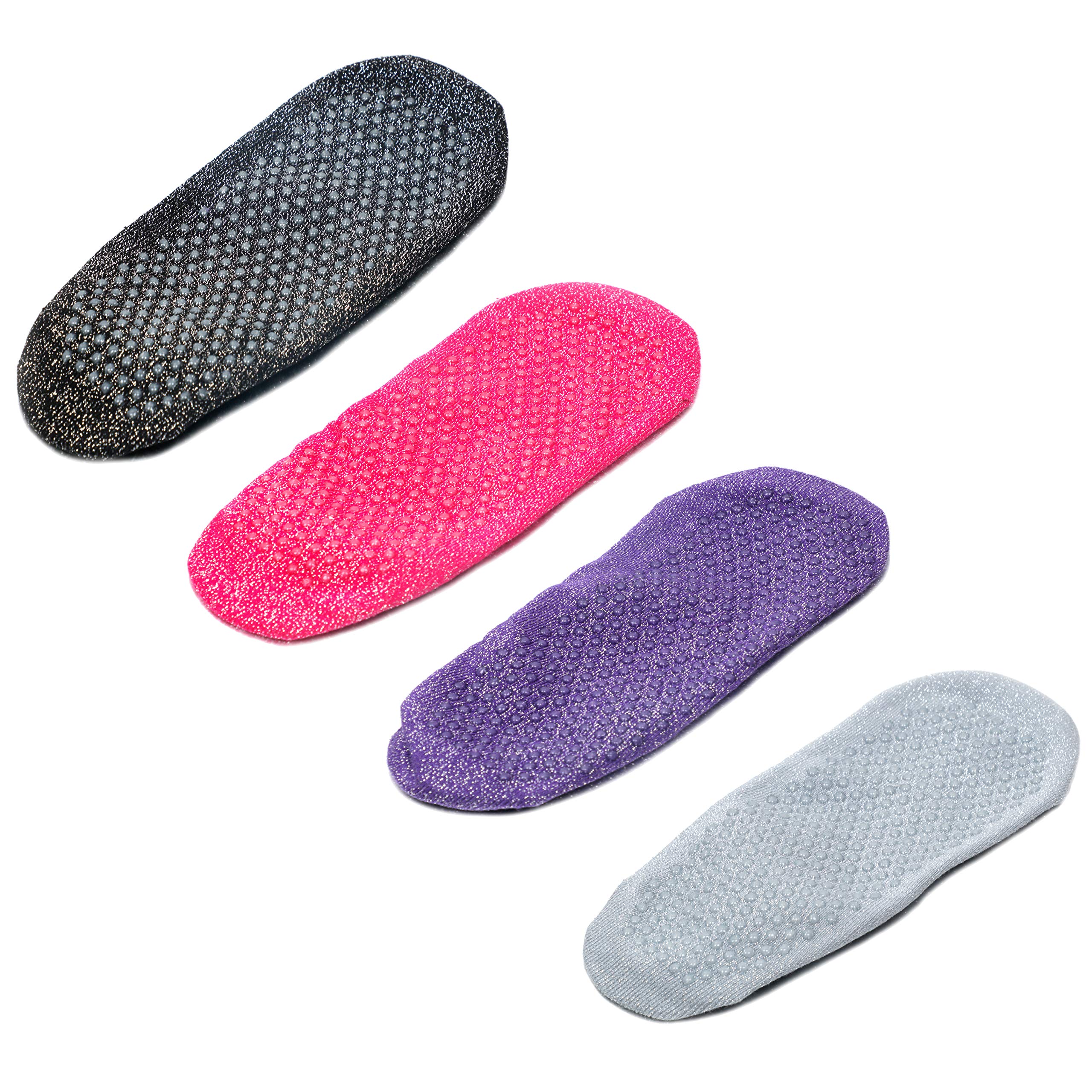 Non Slip Yoga Socks with Grips 4 Pack Straps Barre Pilates Ballet Dance Anti-Skid Socks for Women