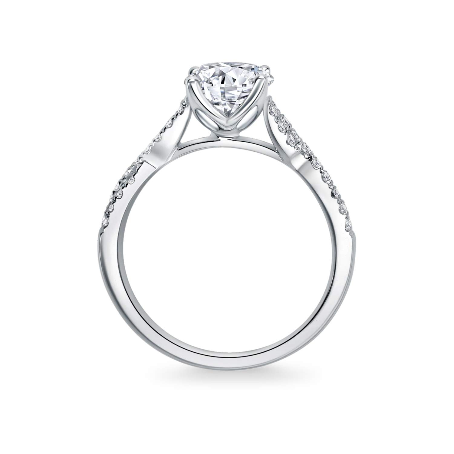 SISGEM 18K 14K 10K Real Gold Engagement Ring for Women,Split Shank Pave Set 1.5 Carat(CTW) Moissanite Wedding Ring With Engraved Name (10K, white-gold)