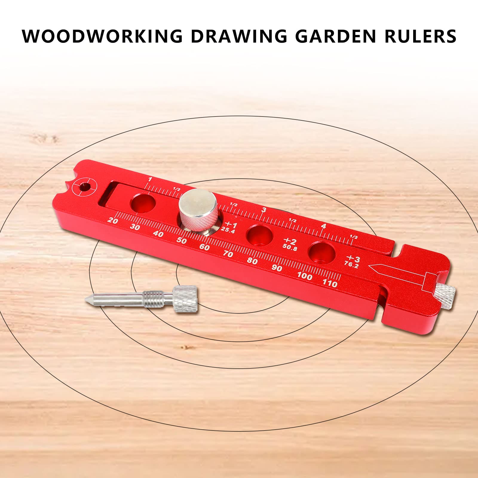 Woodworking Circular Drawing Tool, Aluminum Alloy Wood Scriber Tool Compass Scriber Adjustable Arc Drawing Ruler Gauge Metric and Inch Dual-Scale Fixed-Point Marking Carpenter Tool