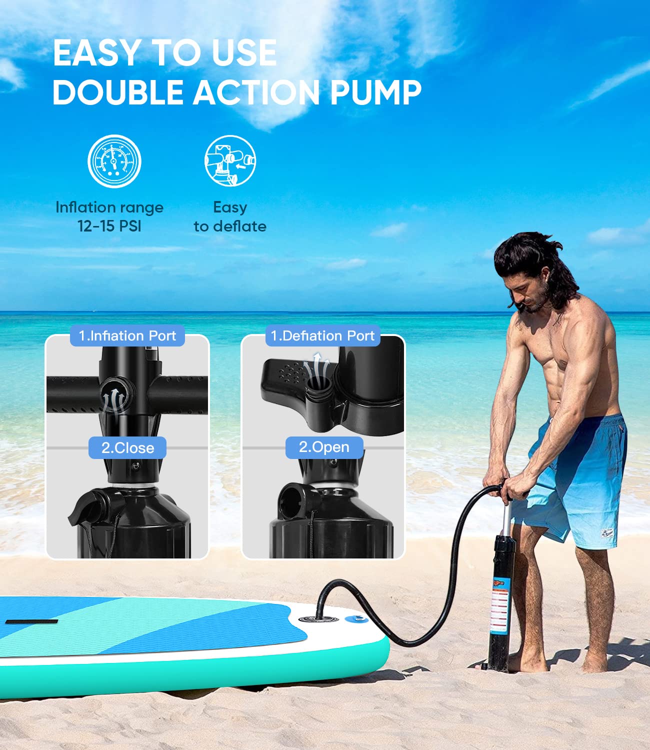 Surfroll Inflatable Stand Up Paddle Board for Adults Anti-Slip Surfboard with Premium Sup Accessories Including Double Action Pump, Paddle, Surf Control, Backpack, Leash, Waterproof Bag, Repair Kit