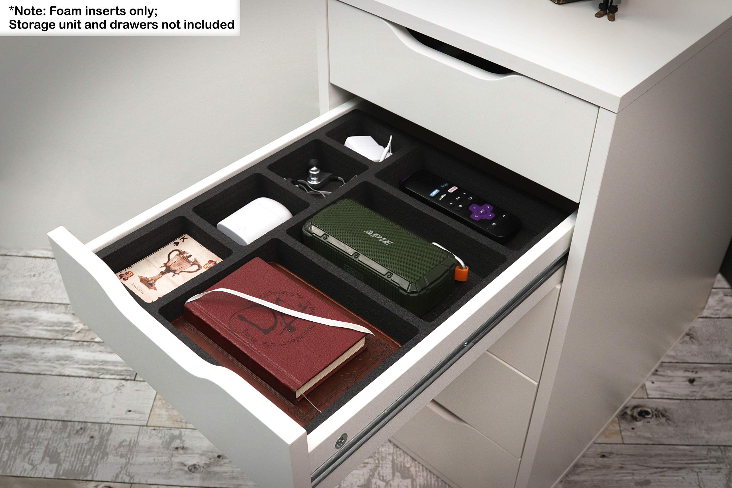 Polar Whale Drawer Organizer Non-Slip Waterproof Insert for Office Home Dorm Garage 11.5 X 14.5 X 2 Inches 7 Compartments Black Deep Pockets