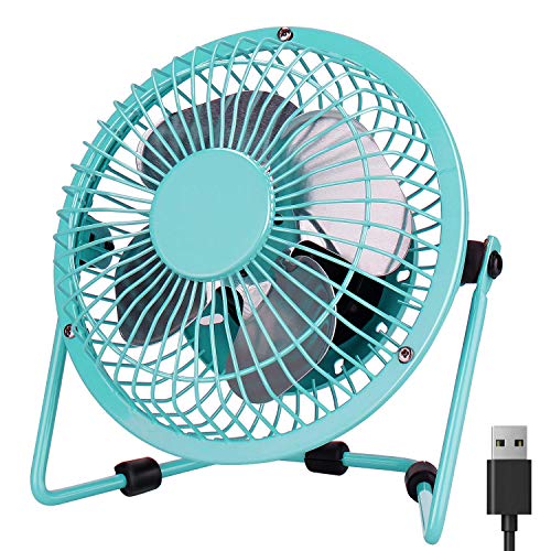 PEYOU Small USB Desk Fan, 4 Inch Mini Quiet Fan with Strong Airflow, 360° Rotation, Metal Construction, Personal Cooling Fan for Home Office (Pink)