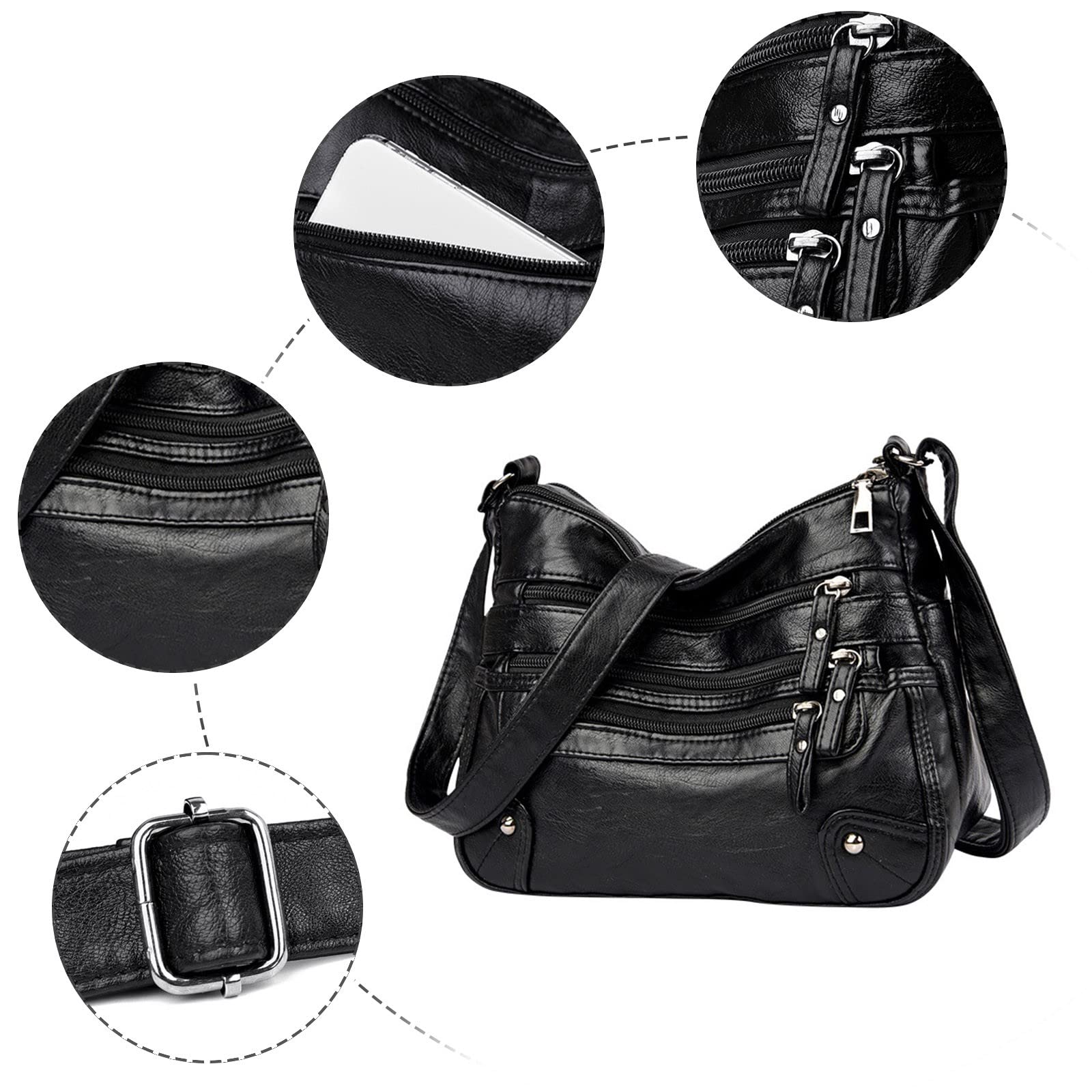 Soft Leather Hobo Handbags Designer Shoulder Tote Purses Crossbody Large Bag for Women