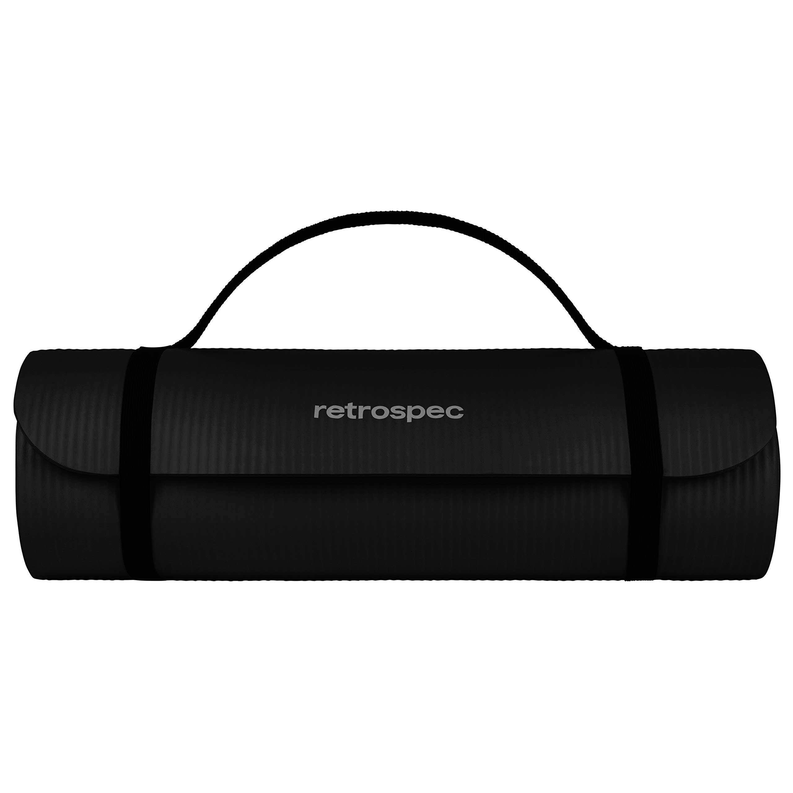 Retrospec Solana Yoga Mat Thick w/ Nylon Strap for Men & Women, 1/2 inch, Fossil Gray