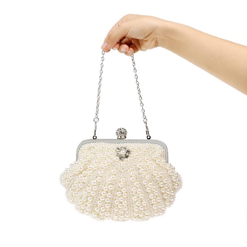 ZHUHW Shell Design Women Evening Bags Beaded Handmade Diamonds Chan Shoulder Messenger Bag Crystal Wedding Evening Bag
