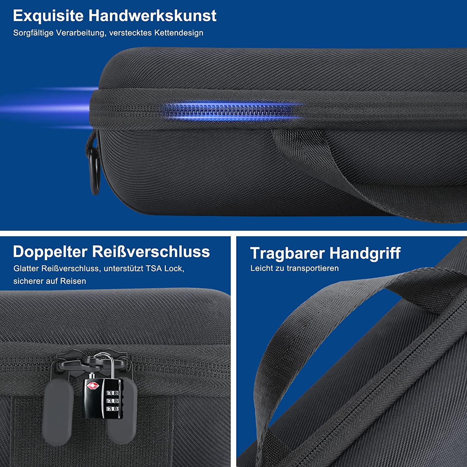 Xiufavty Steam Deck Carrying Case with Deeper Space & Sling Strap, Built-in Power Bank/AC Charger/Dock Storage, Elastic Belt Hard Shell Travel Carry Case Bag for Steam Deck with Any Protective Case