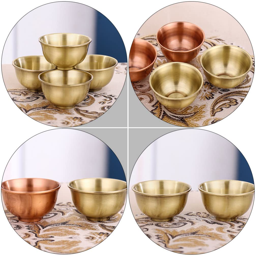Vintage Tea Wine Drinking Cup: 2pcs Tea Bronze Cup Sake Cup Retro Sip Wine Cup Small Champagne Drinking Cup Chalices Gold Tea Mug