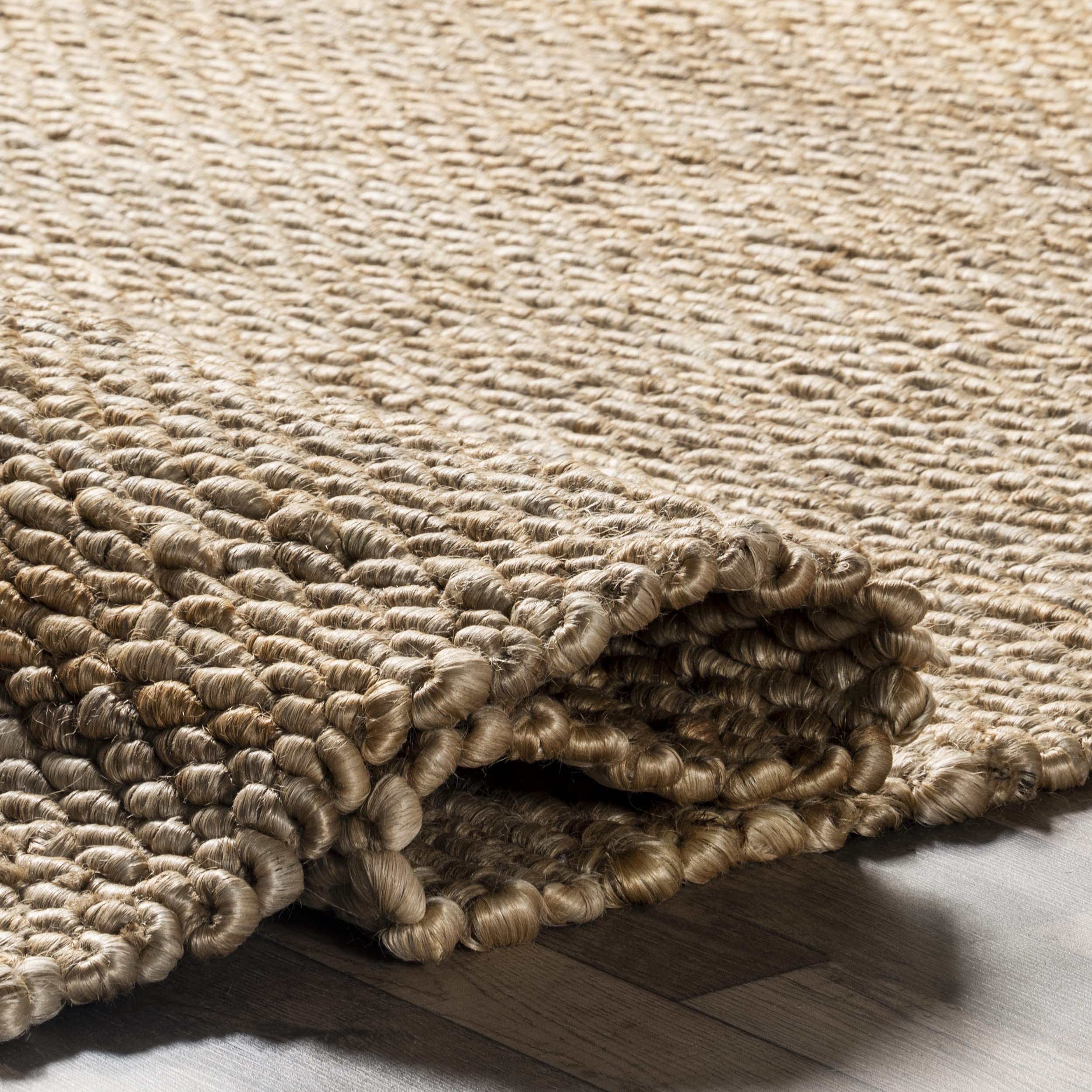 nuLOOM Hailey Hand Woven Jute Accent Rug, 2' x 3', Natural, Rectangular, 0.75" Thick