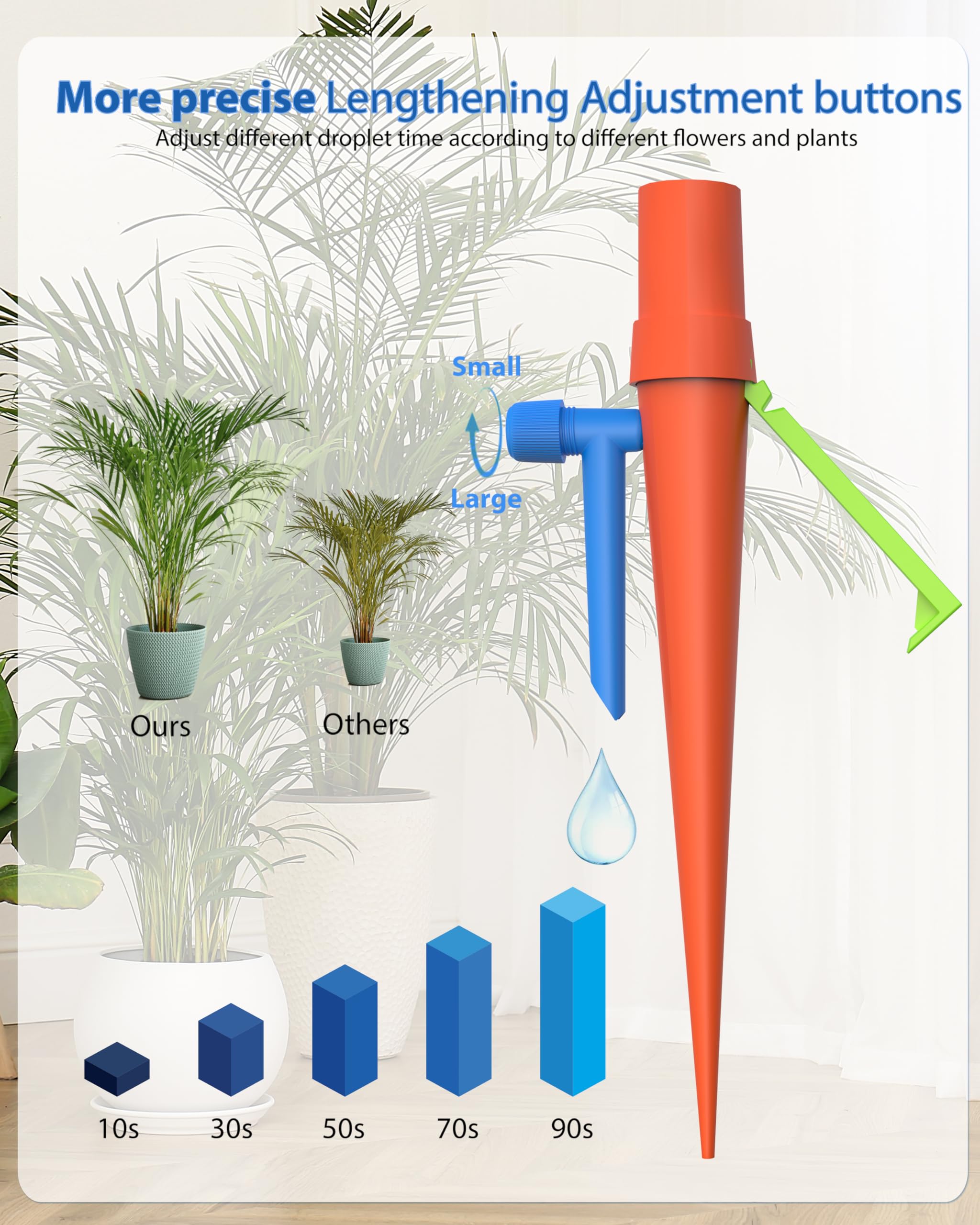 XpenGeny 【New】Plant Self Watering Spikes Devices, Automatic Plant Drip Irrigation System with Slow Release Control Valve Switch,Adjustable Plants Waterer Devices (12, Yellow + Green)