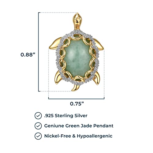 MORGAN & PAIGE 18k Yellow Gold Plated 925 Sterling Silver Genuine Green Jade and Created White Sapphire Elephant Pendant Necklace, 18"