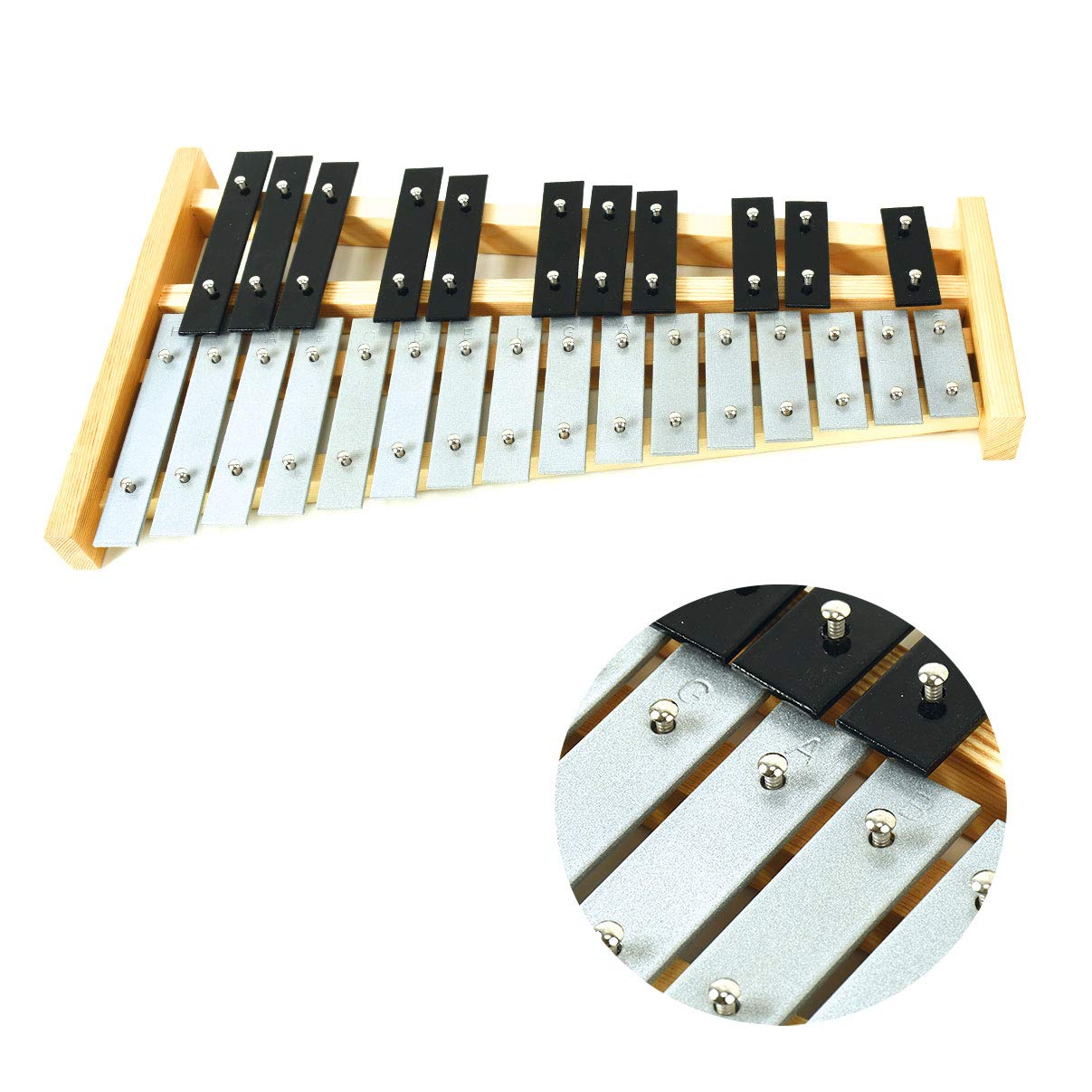 Professional Wooden Soprano Glockenspiel Xylophone with 25 Metal Keys for Adults & Kids - Includes 2 Plastic Beaters