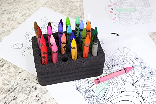 Polar Whale Jumbo Washable Crayon Desk Stand Organizer Compatible with Jar Melo and Others Design Storage Tray Supply Non-Scratch Non-Rattle Washable Durable Black Foam Holds 24