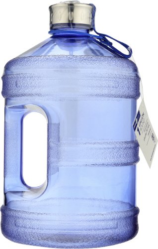 New Wave Enviro Iconic 1 Gallon BPA Free Water Bottle (Round), Built in Handle and Stainless Steel Cap, 1 Gallon Capacity Bottle, Faint Blue