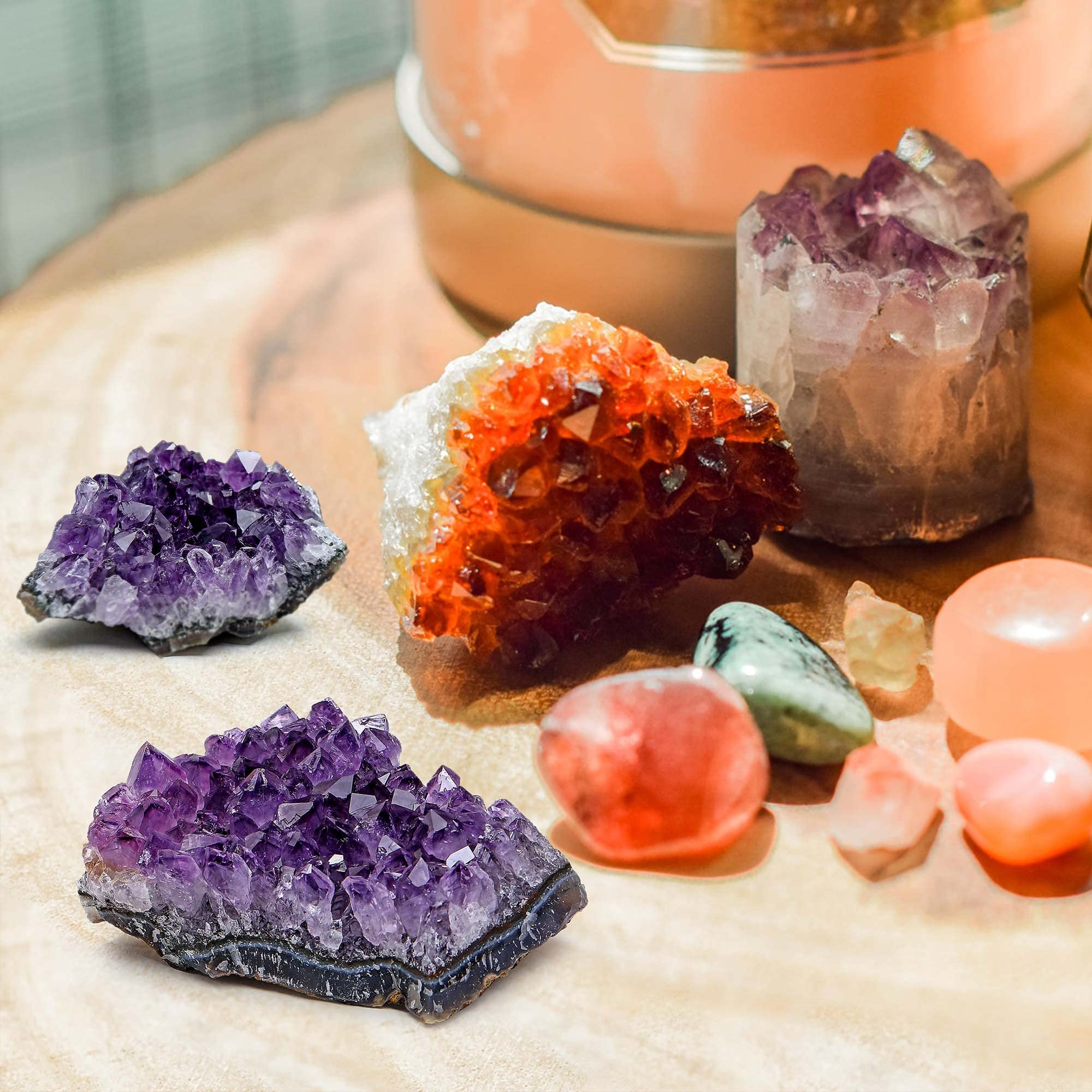 Top Plaza Natural Amethyst Geode Cave Healing Crystal Stones Rock Cluster Druzy Witchcraft Raw Amethyst Gemstone Specimen (0.88-1.1 lb)