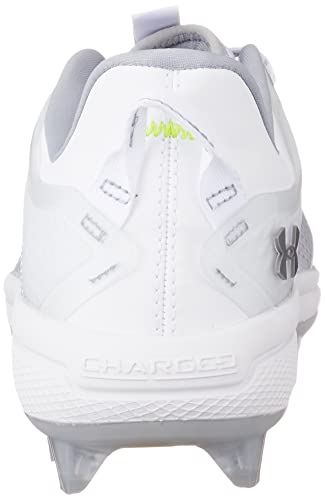 Under Armour Men's Yard Low MT TPU Baseball Cleat, (100) White/White/Metallic Silver, 8.5