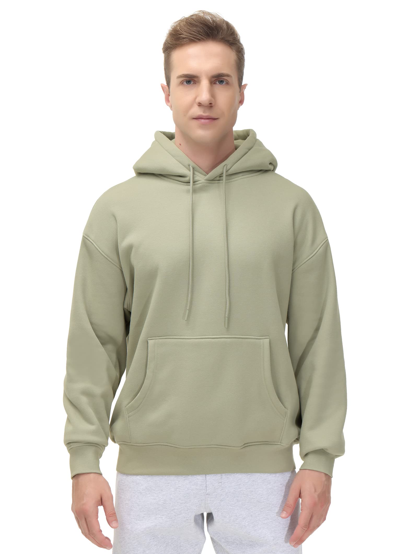 THE GYM PEOPLE Men's Fleece Pullover Hoodie Loose Fit Ultra Soft Hooded Sweatshirt With Pockets Light Green