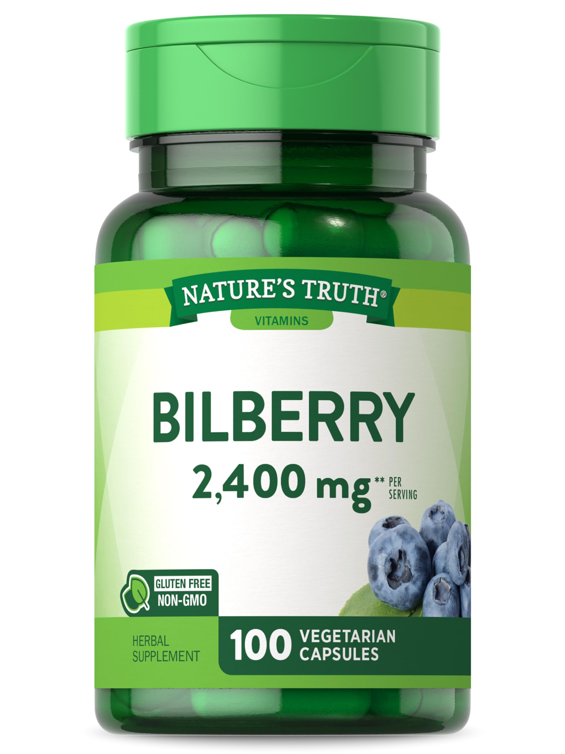 Nature's Truth Bilberry Fruit Extract Capsules | 2400mg | 100 Count | Non-GMO & Gluten Free Supplement