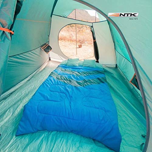 NTK KUPLE Double 2 in 1 Sleeping Bag with 2 Pillows and a Carrying Bag with Compressor Straps for Camping, Backpacking, Hiking. (Blue)