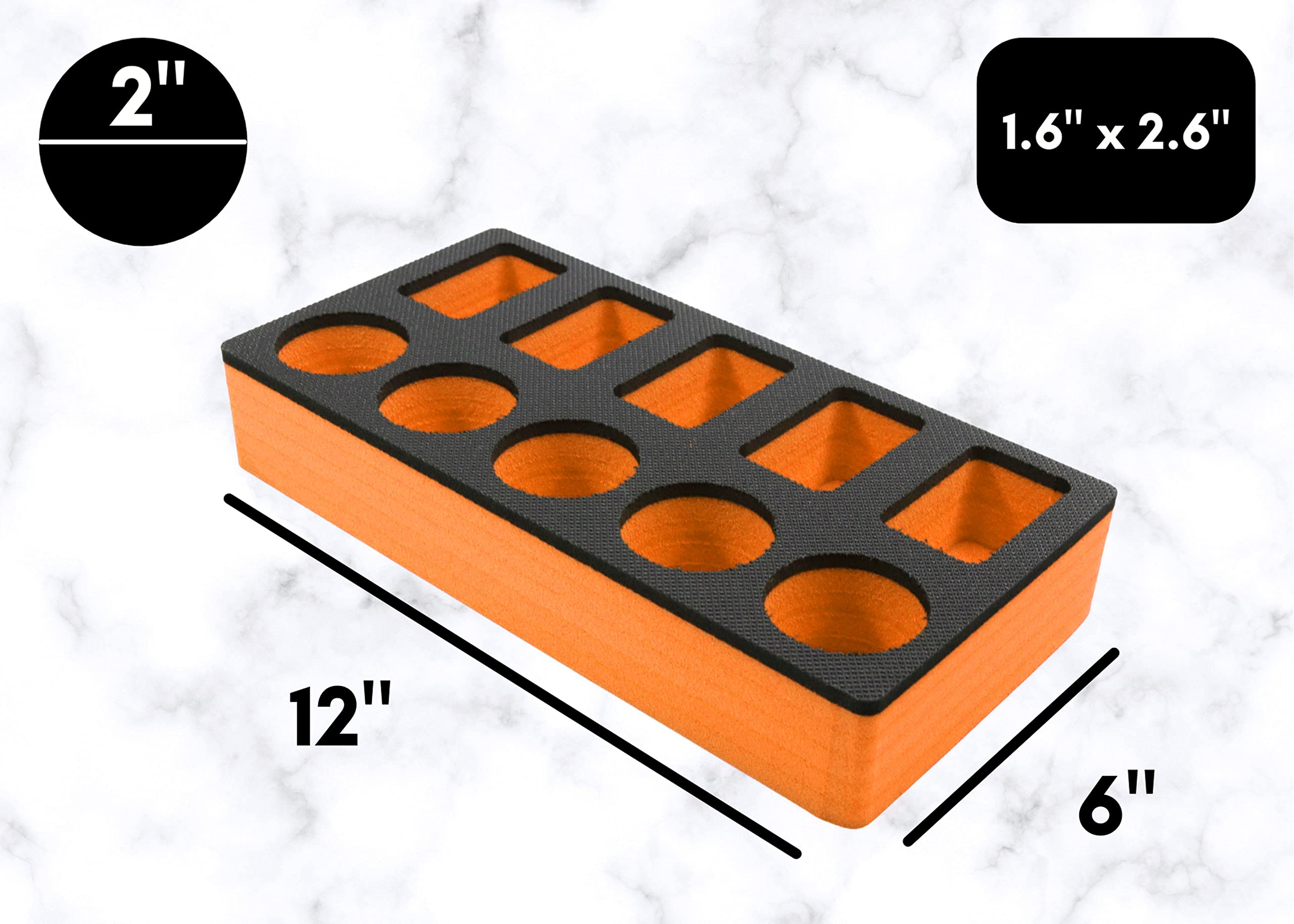 Polar Whale Lotion and Body Spray Stand Organizer Tray Orange Black Durable Foam Washable Waterproof Insert for Home Bathroom Bedroom Office 12 x 6 x 2 Inches 10 Slots