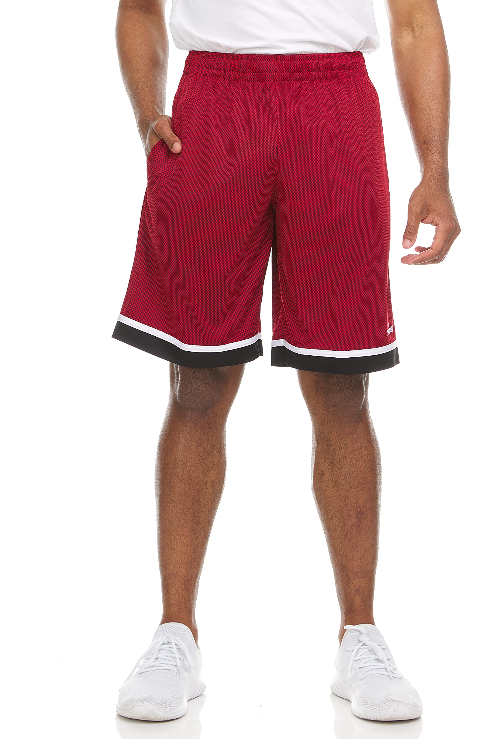 Spalding Mens Legendary Performance Basketball Short, 10" Inseam, Red, XL