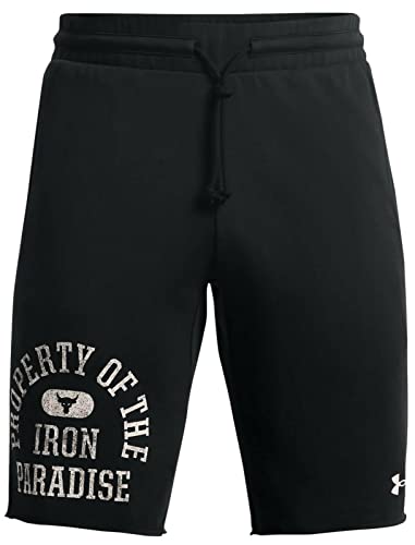 Under Armour Men's Project Rock Terry Statement Shorts (Small, Black/Distressed White)