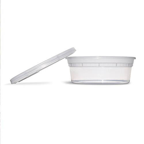 TRIPAK Plastic Microwaveable Food Containers with Lids 8 oz | BPA Free | Stackable | Leakproof | Microwave/Dishwasher/Freezer Safe