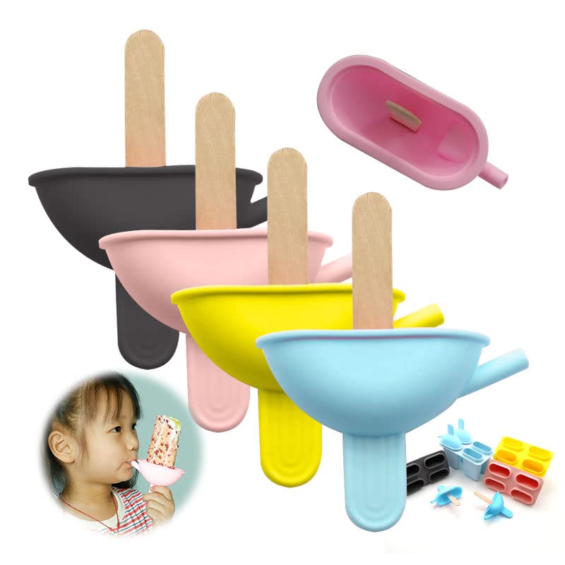Silicone Popsicle Molds Drip Free Popsicle Holder With Straw Reusable Easy Release Ice Pop Maker BPA Free Homemade Popsicle Mold with Cleansing Brush and Popsicle Sticks (Gray)