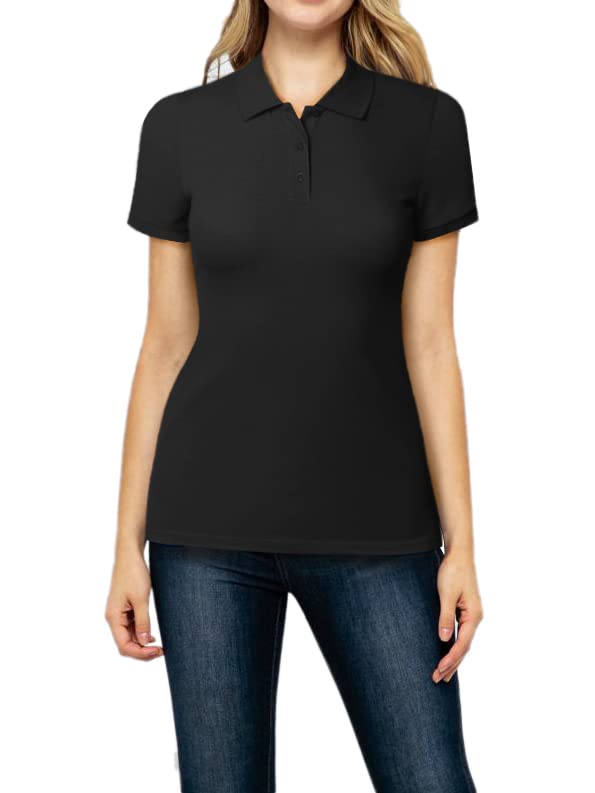 STARJJ Womens Short Sleeve Semi Fit Golf Short Sleeve Breathable Pique Polo Shirt TURQUOISE S