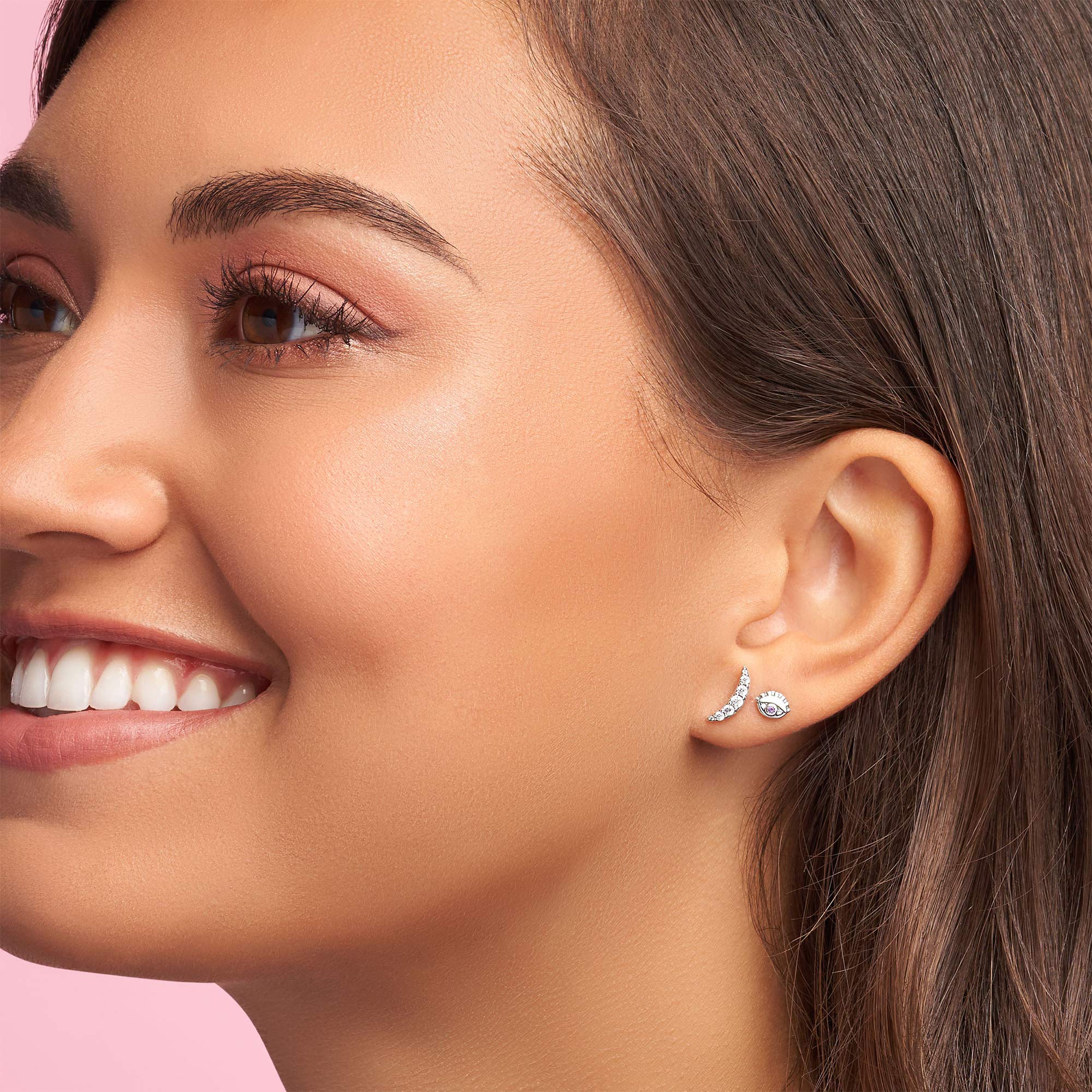 Pandora Jewelry Sparkling Crescent Moon Cubic Zirconia Earrings in Sterling Silver