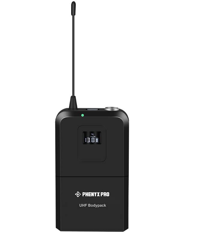 Phenyx Pro Wireless Wireless Bodypack Transmitter, UHF BodyPack Microphone for PTU-71/PTU-7000/PTU-6000, with Selectable Frequencies, Mute Function