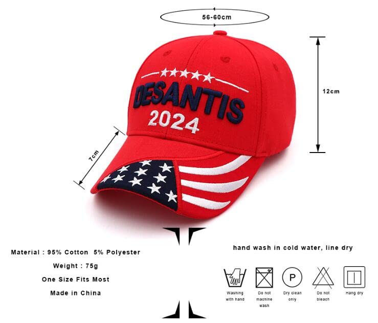 Xsysmile Unisex Baseball Cap Desantis 2024 Cap USA Flag Baseball Caps Snapback President Hat (Black)