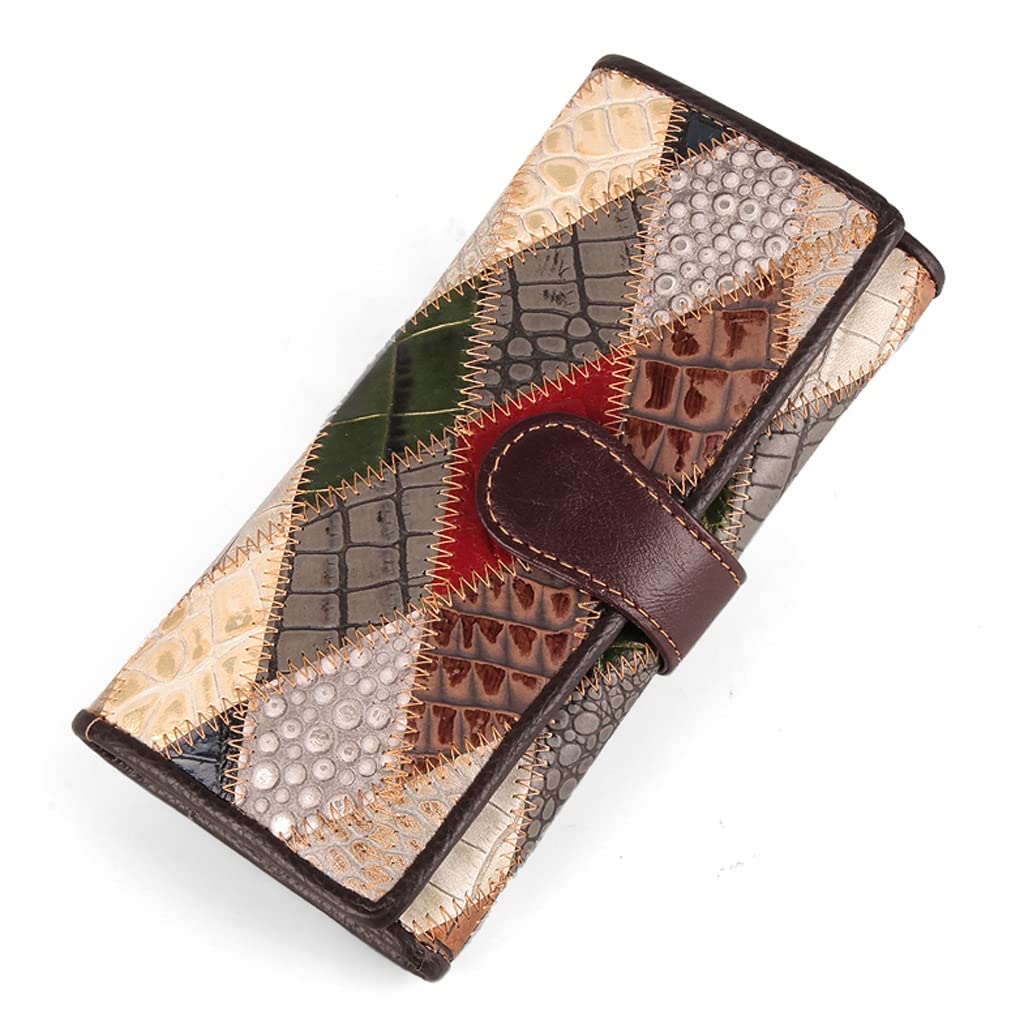 WYFDP Leather Wallet Women with Coin Purse Retro Wallet Color Leather Pocketbook Card Holder