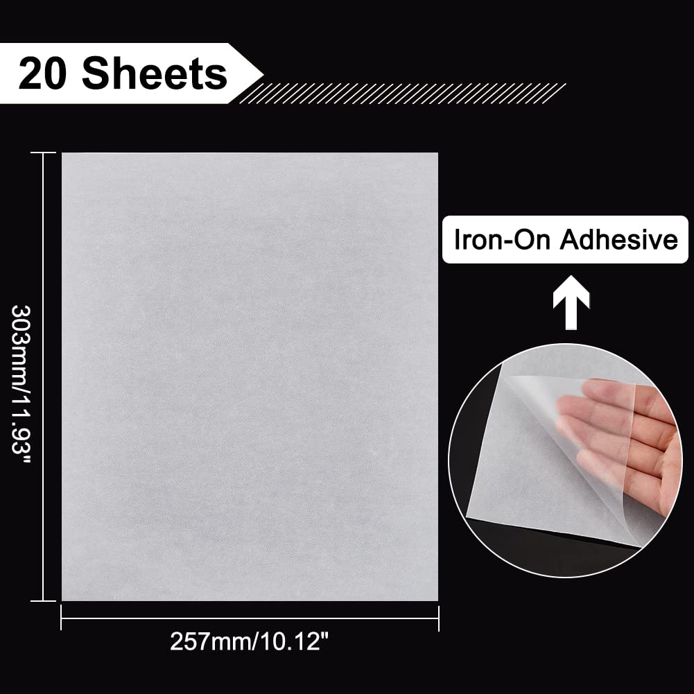 PH PandaHall 10pcs Iron on Adhesive Patch Rectangle Double-Sided Heat Adhesive Patch 11.9"×10.1" Fusible Interfacing Fabric Fusible Interfacing Fabric for Mending Clothes Jeans Dress Shirt Collar