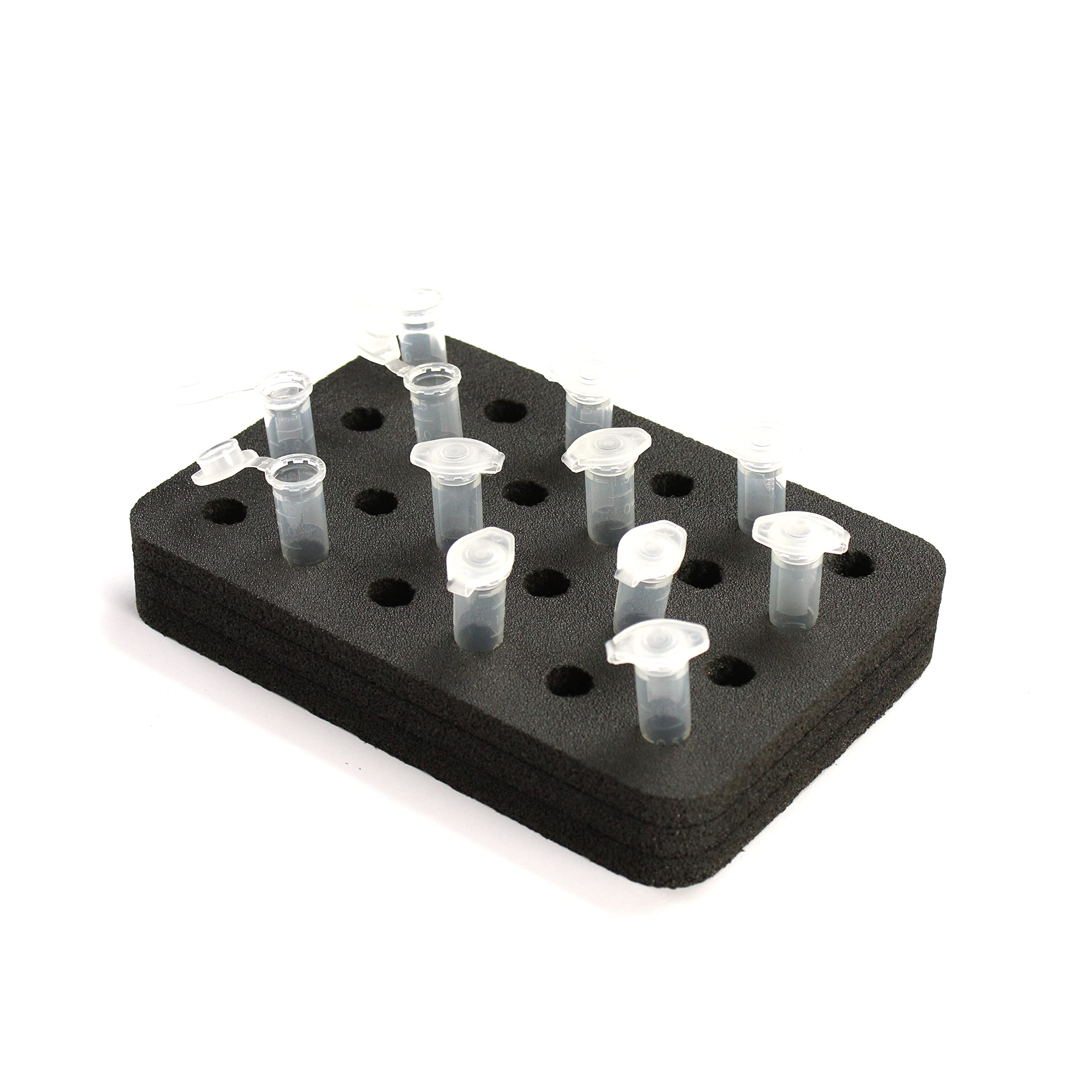 Polar Whale Test Tube Rack Durable Black Foam Storage Holder Organizer Stand Transport Holds 24 Tubes Fits up to 11mm Diameter