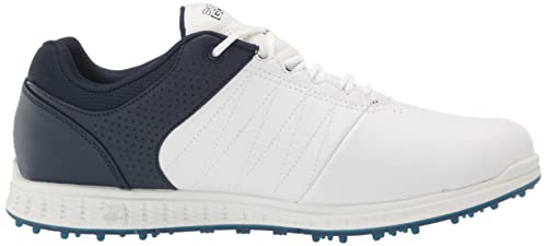 Skechers Men's Pivot Spikeless Golf Shoe, White/Navy, 10.5