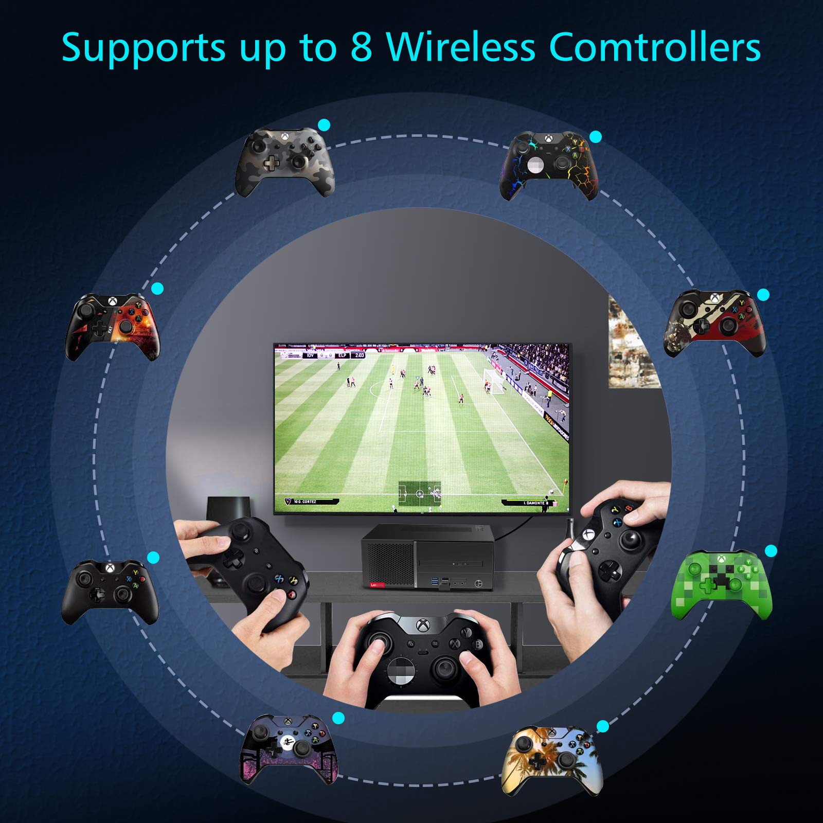 Oussirro Wireless Adapter for Xbox One Controller, Compatible with PC Windows 10 W10