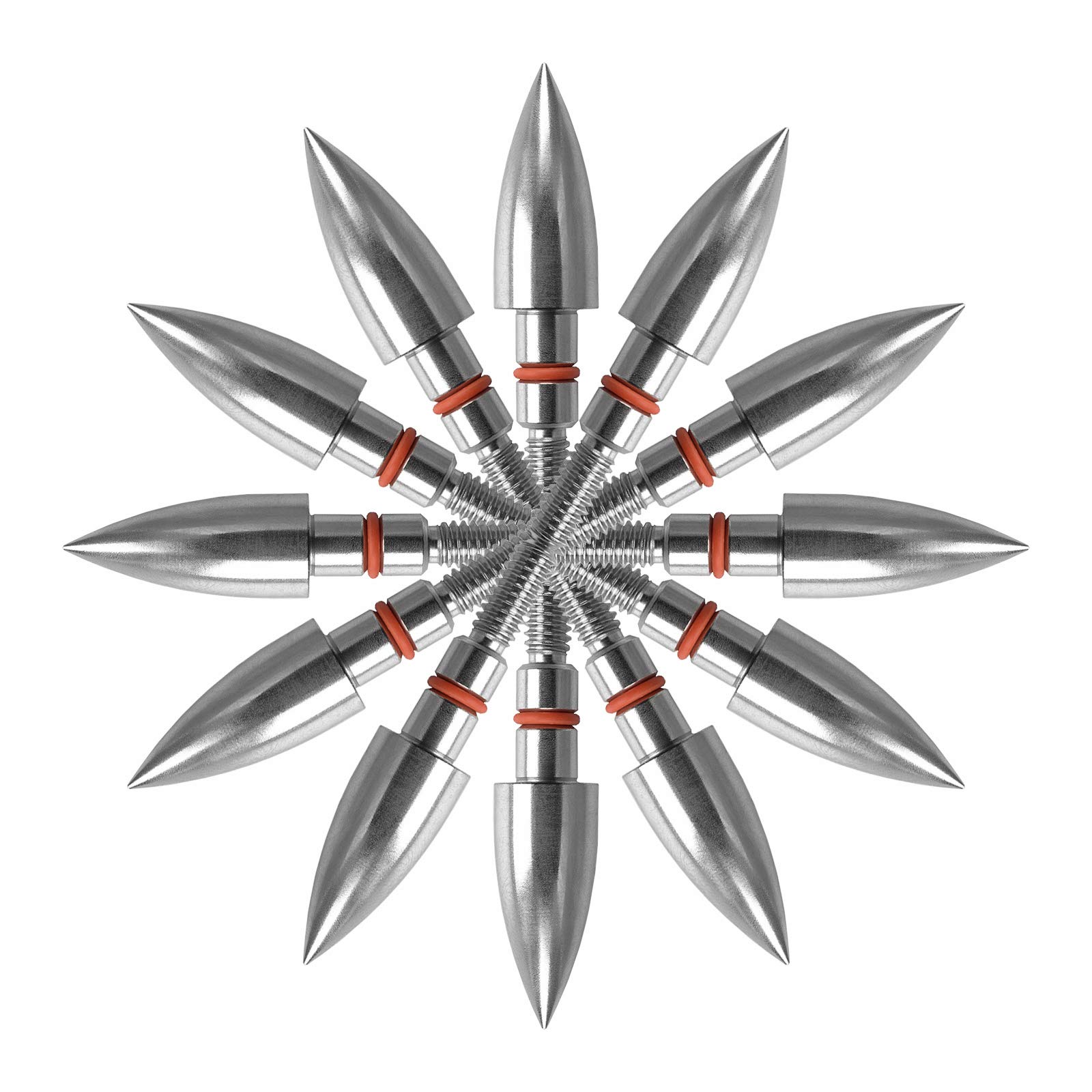 ORRANNI Archery Field Points,11/32" Outside Diameter,125 Grains,Stainless Steel Screw in Archery Field Tips(1 Dozen)