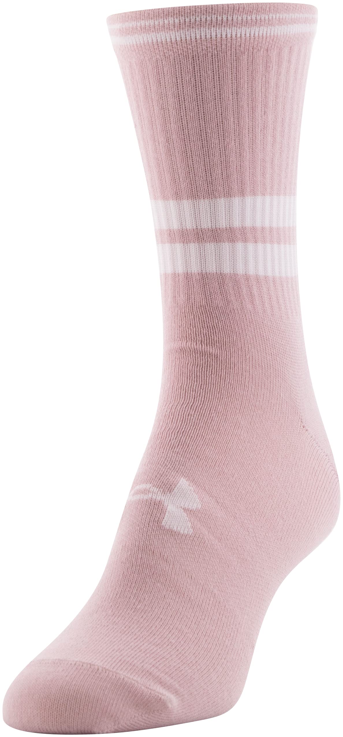 Under Armour Women's Essential Mid-Crew Socks, 3-Pairs, Retro Pink/Mod Gray Heather/Pink Note, Medium