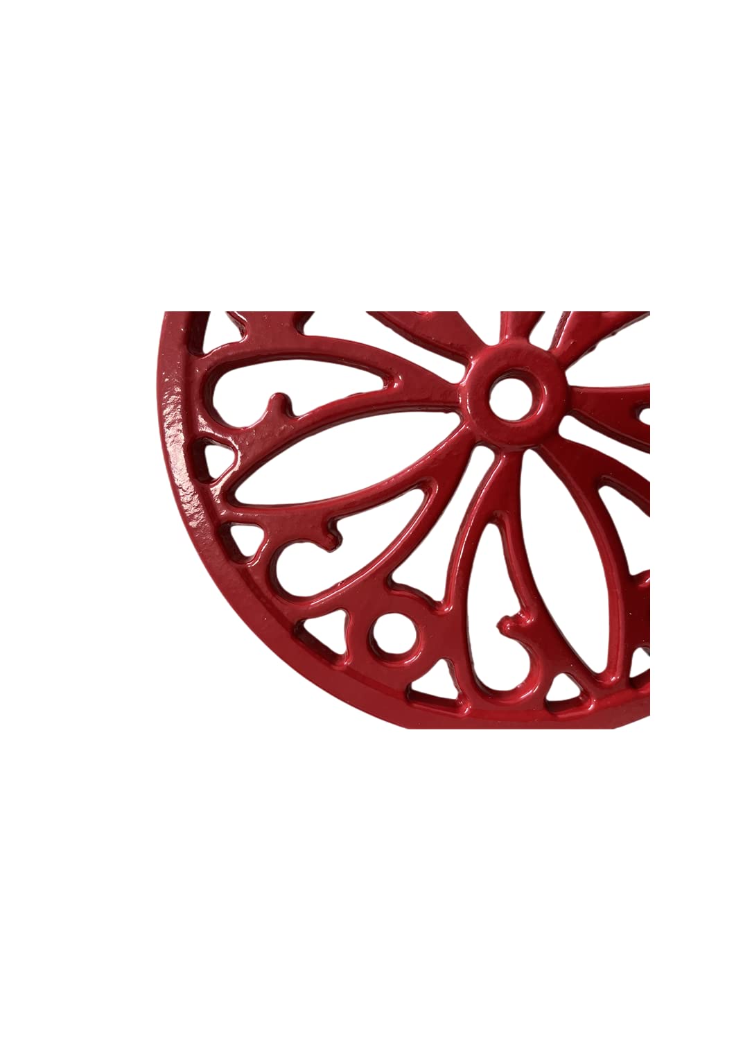 Trivet 7.8 Inch, Cast Iron Trivet with Rubber Pegs/Feet Non-Slip, Rustic Trivets for Hot Pots and Pans, Decorative Kitchen Trivet Mats Hot Pads Pot Coasters(2 Pack) (Red) (RED Moon)
