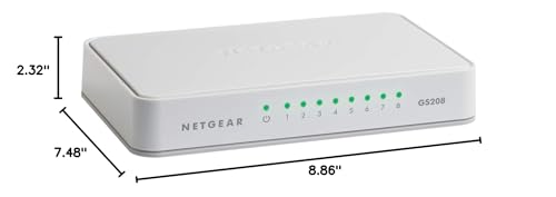 NETGEAR 8-Port Gigabit Ethernet Unmanaged Switch (GS208) - Desktop, Ethernet Splitter, Silent Operation, Plug-and-Play