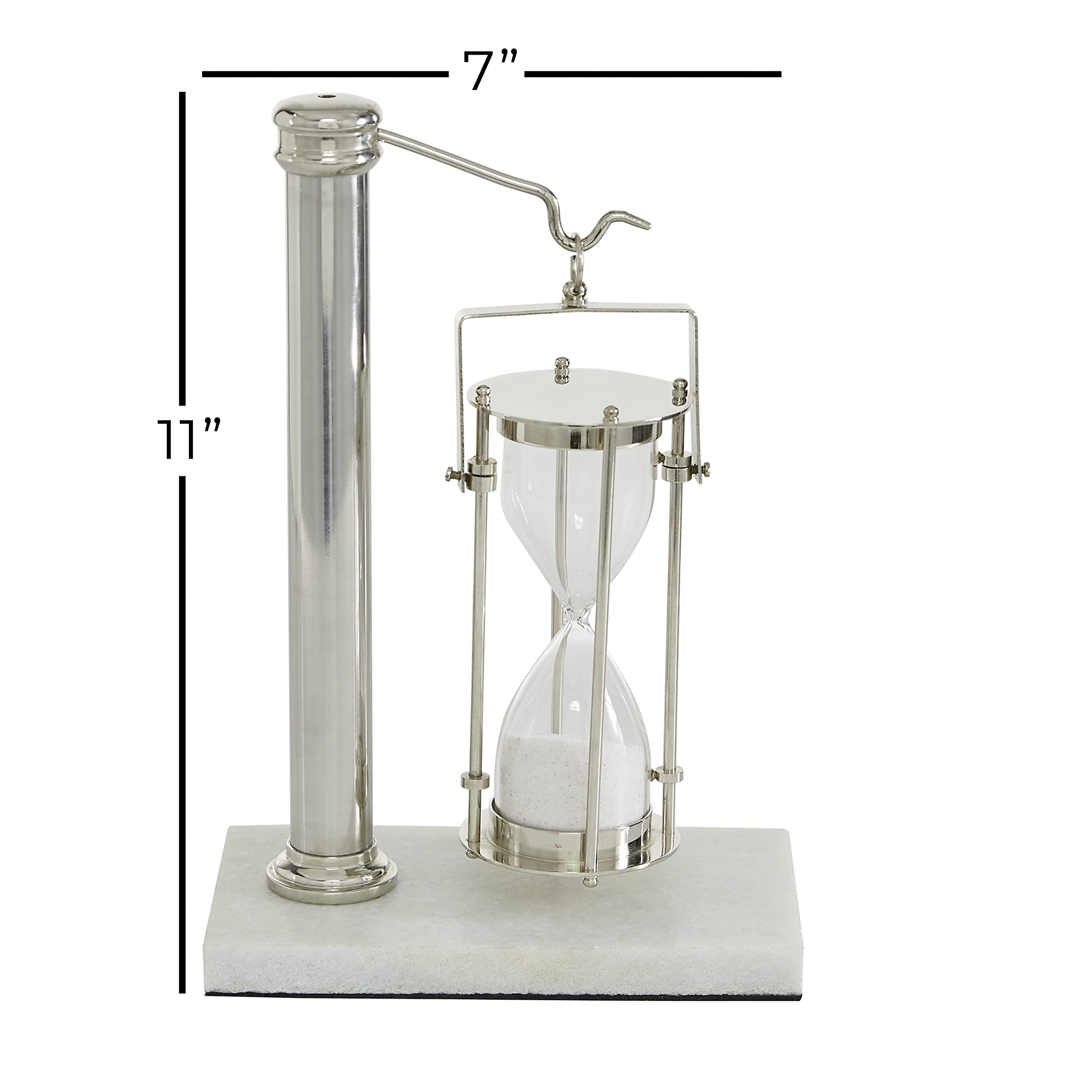 The Novogratz Brass Hourglass Sand Timer, 7" x 4" x 10", Silver