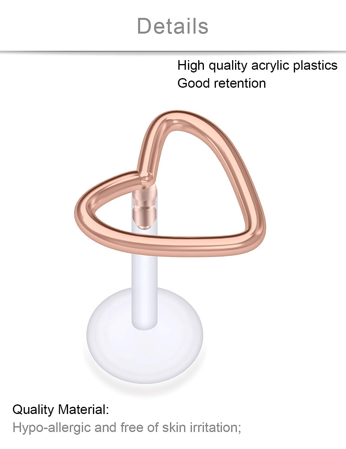 SCERRING 16g Lip Rings Stainless Steel Labret Monroe Lip Rings Nail Tragus Helix Earrings Studs Ring Medusa Piercing Jewelry 8mm 32PCS Rose Gold