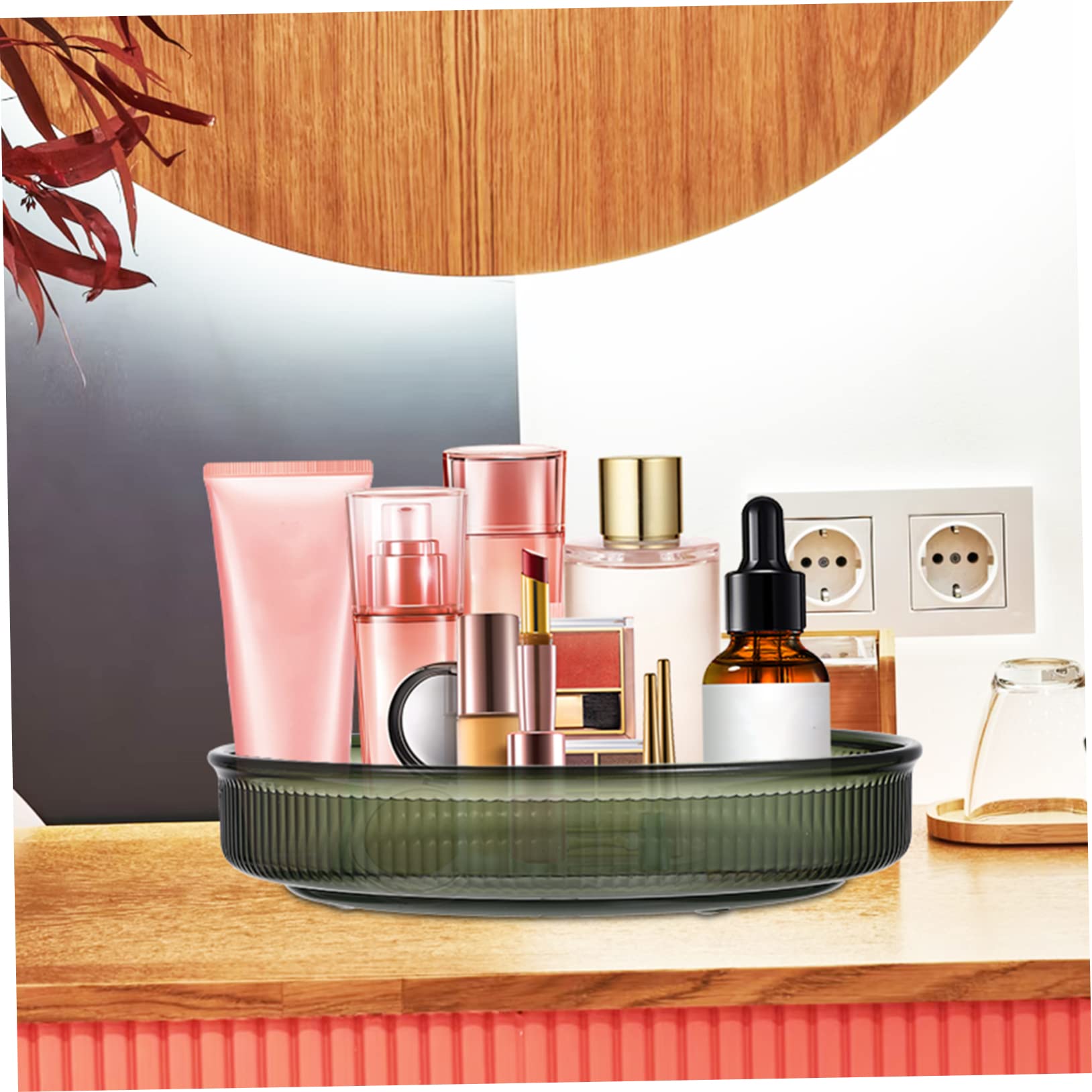 Zerodeko rotatable Tray Organizer Round Cosmetic Storage Tray Turntable Rack Bathroom Storage Tray Kitchen Lazy Susans Fridge Round Stand Spice Rack to Rotate Household Storage Rack The pet