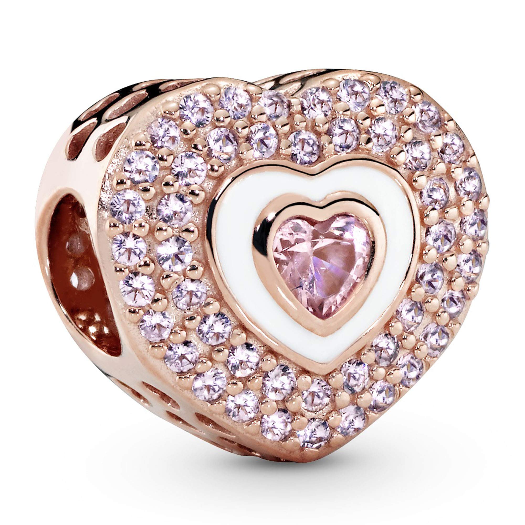Pandora Jewelry Pink Pave Heart Crystals Charm in Rose