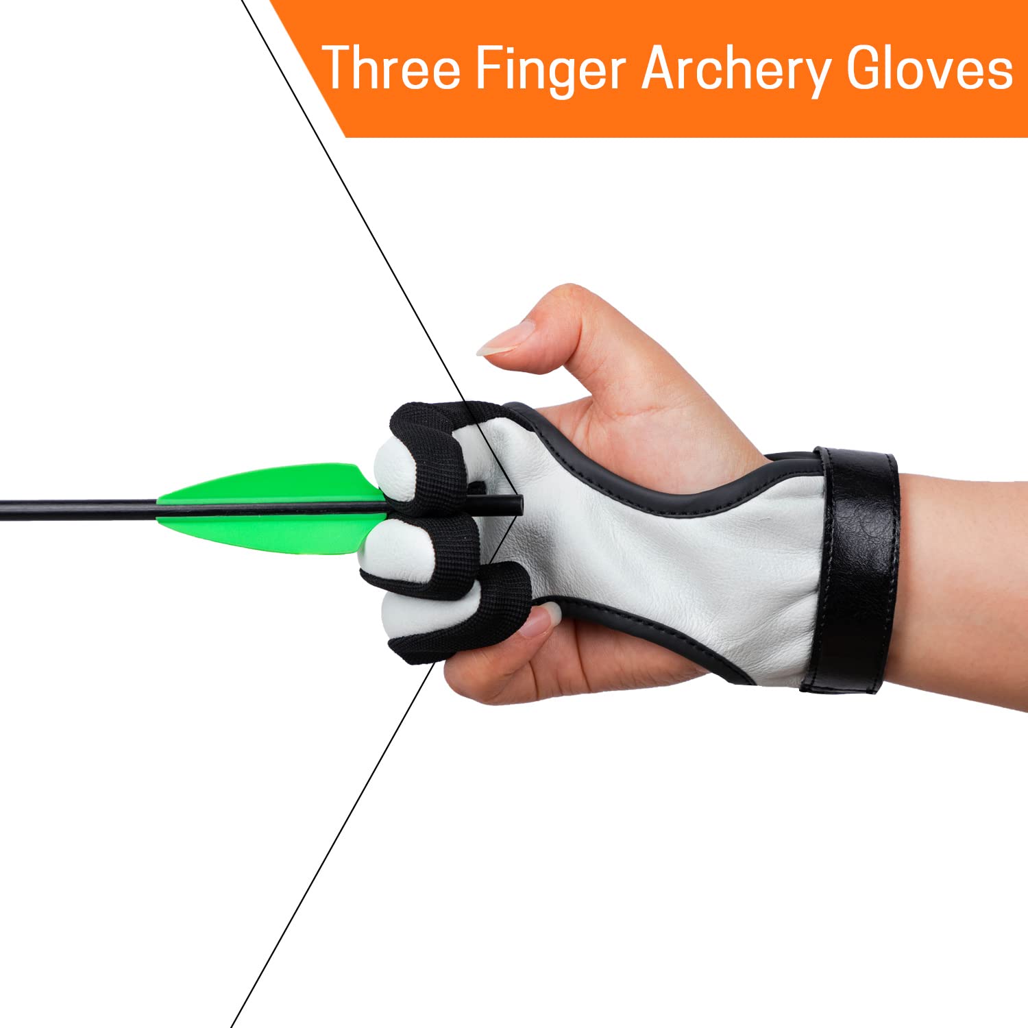 VISEMAN Archery Gloves Genuine Leather Fingers Glove, Archery Protective Gear Accessories, Finger Tabs, Compound Recurve Bow & Arrow Protector, Outdoor Archery Gloves Shooting Hunting Targeting