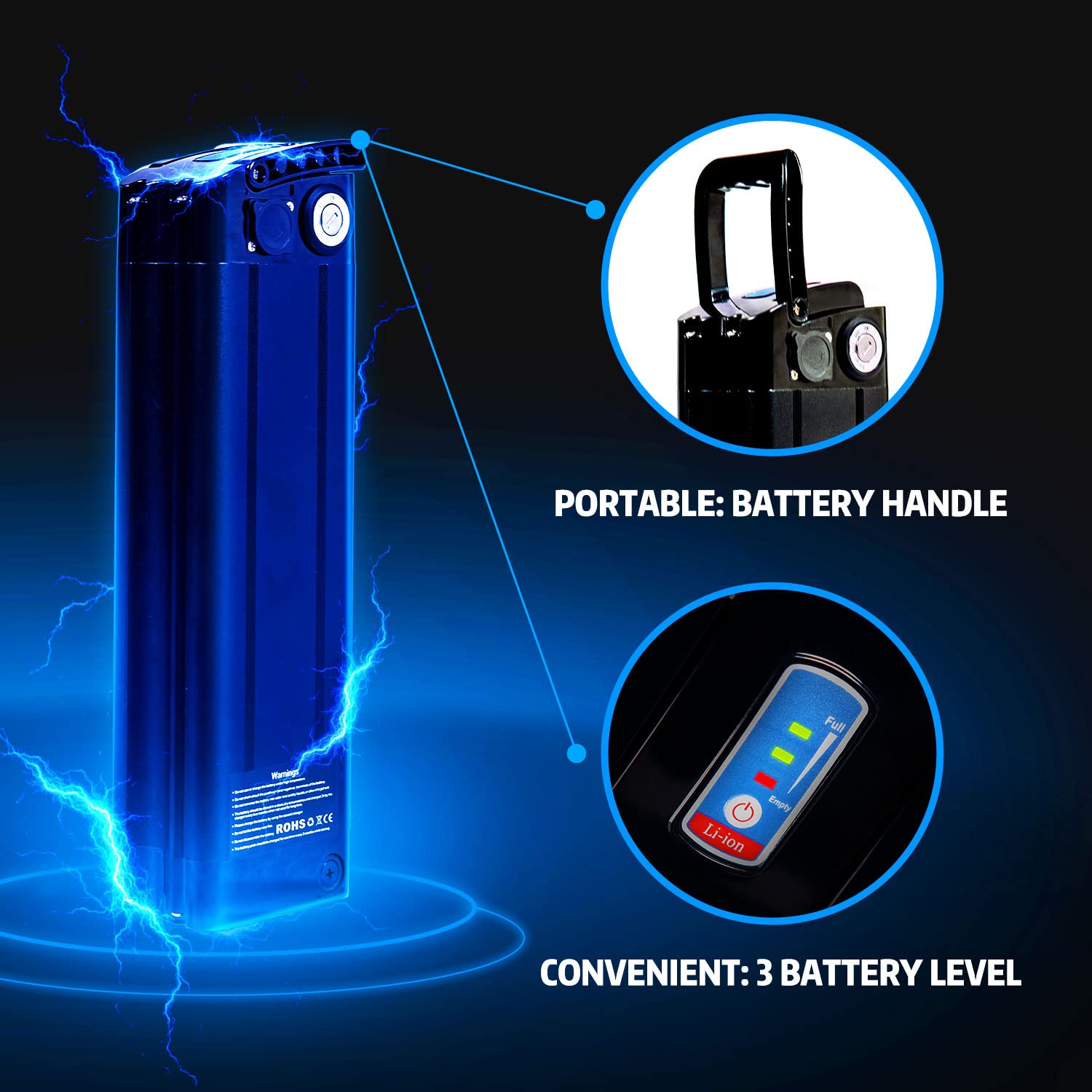 NF NIGHTFIRE Maxfoot 48V 13AH Lithium-Ion Silver Fish Battery for MF-17/MF-18 Series 750W Electric Bike(Down Charge)