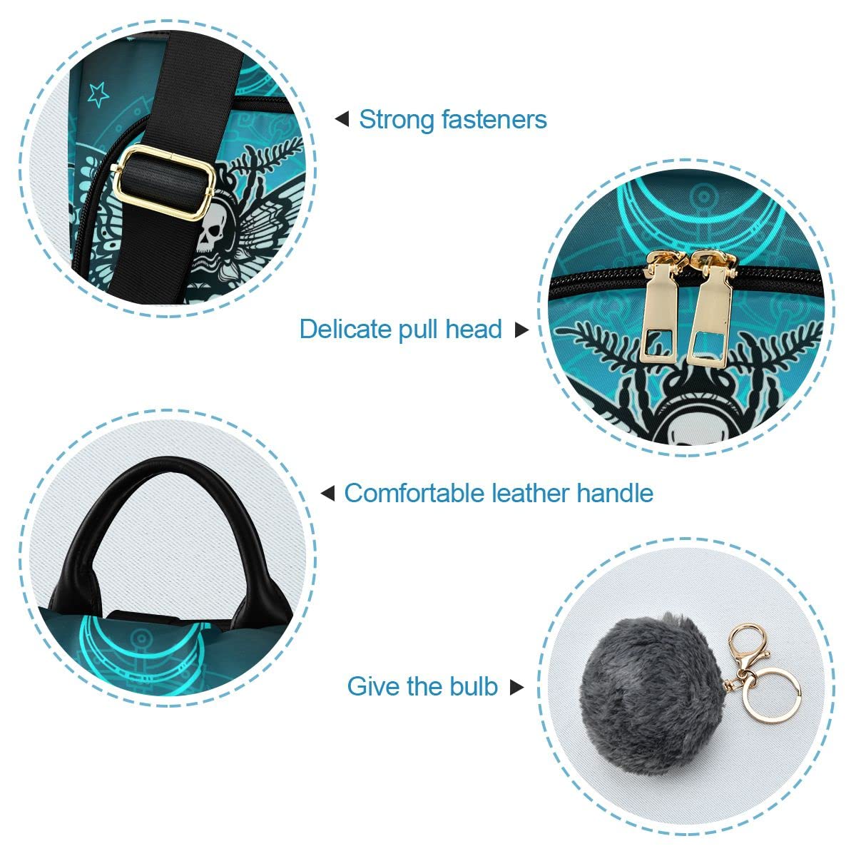 ZOEO Anti Theft Backpack Butterfly Skull Blue Boho Mandala Women Large Fashion Travel Shoulder Bag Purse Rucksack Lightweight