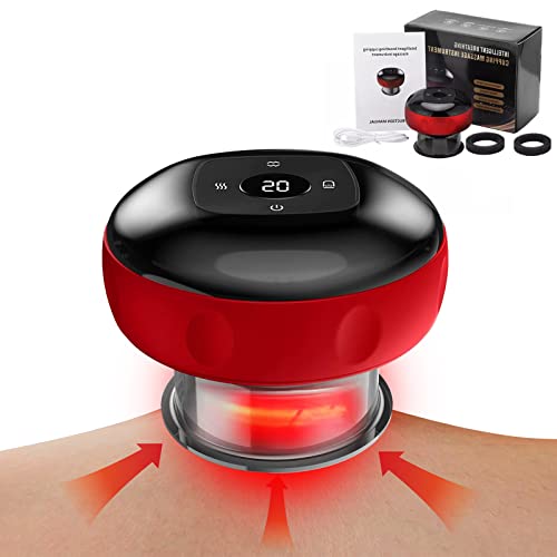Wasigu Smart Dynamic Cupping Therapy Set,Electric Cupping Therapy Set 4 in 1 Infrared Heating Therapy Machine ,Vacuum Gua Sha Massager Tool with 12 Level Temperature and Suction