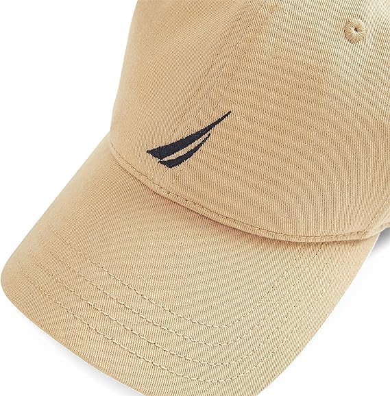 Nautica mens Classic Logo Adjustable Baseball-cap Hat baseball caps, Khaki (Beige), One Size US