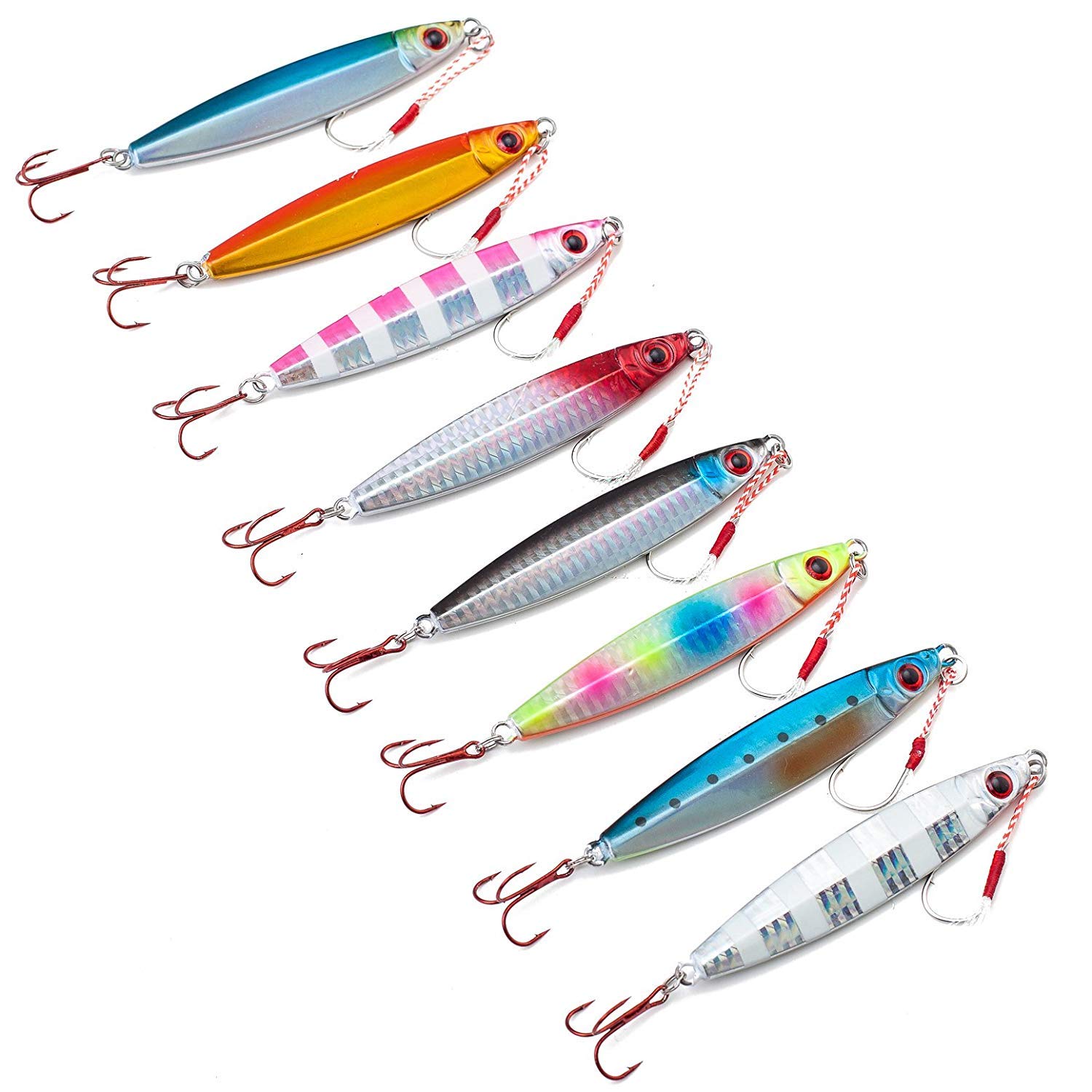 orurudo 8pcs 0.70 oz (20gram) Jig Saltwater Fishing Lure Metal jigs Long Cast Jigging qb100137a00n0